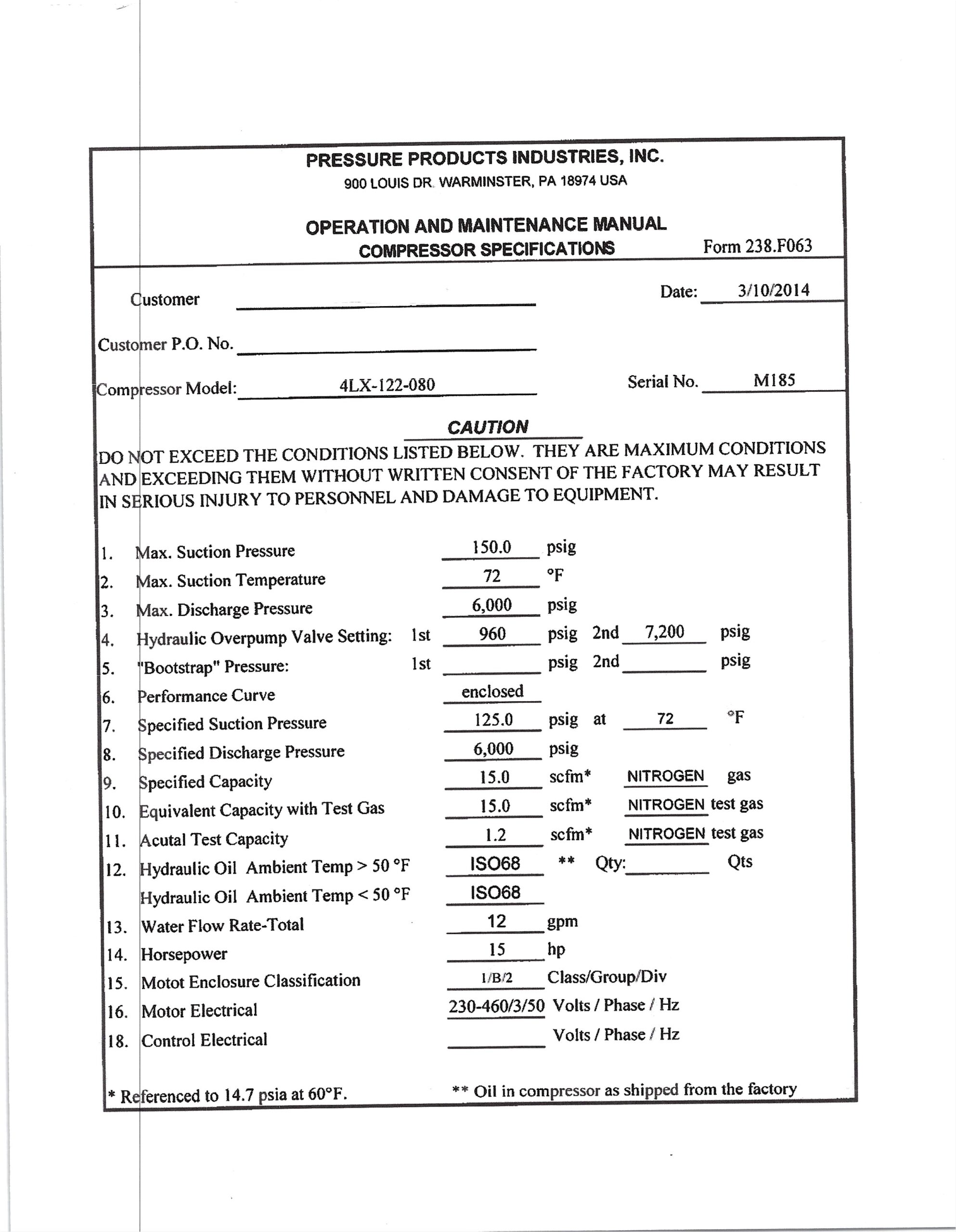 USED PRESSURE PRODUCTS INDUSTRIES (PPI) MODEL 4LX-122-080 TWO-STAGE ...